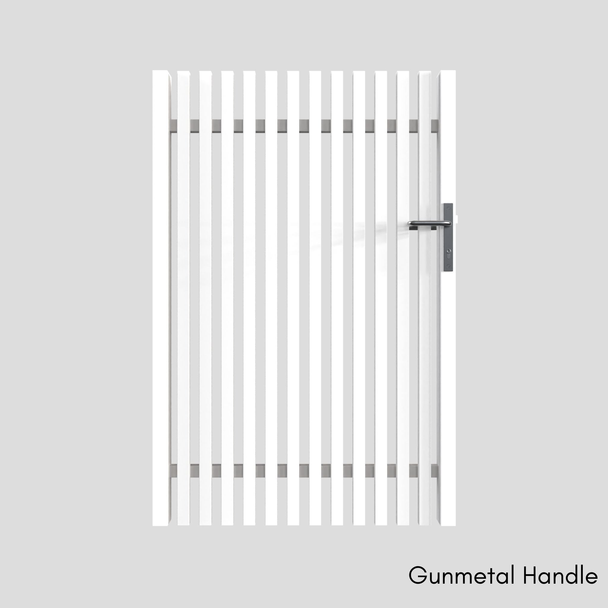 Aluminium Batten Gate 1m Wide - Natural White with Handle (Right Hand ...