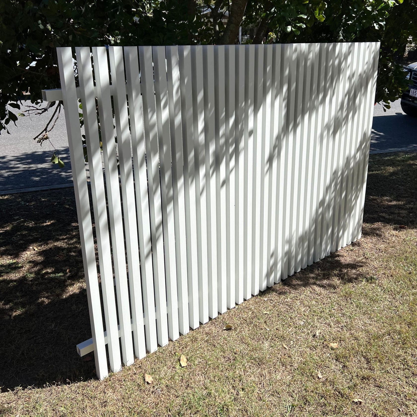 Aluminium Batten Fence Panel 2.2m Wide - Natural White – Future Fence